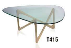 China America style mid century glass coffee table with solid wood leg supplier
