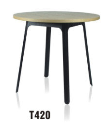 China America style round solid wood side table with steel leg supplier