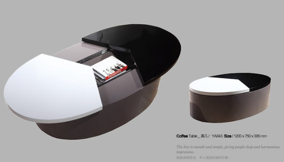 China Modern living room oval MDF coffee table with storage supplier