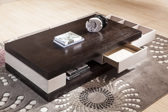 China Modern living room rectangle coffee drawer table furniture supplier