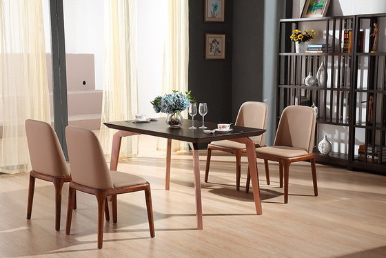 China luxury rectangle wooden dining table with metal leg supplier