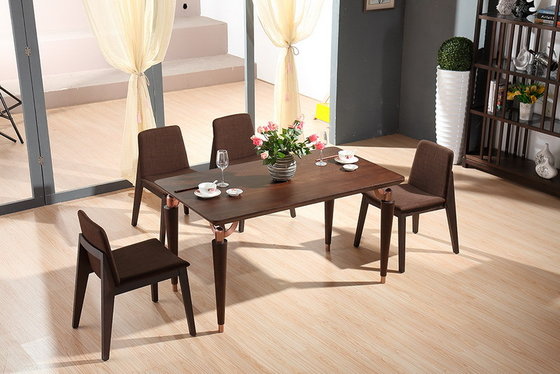 China luxury rectangle wooden dining table with metal frame supplier