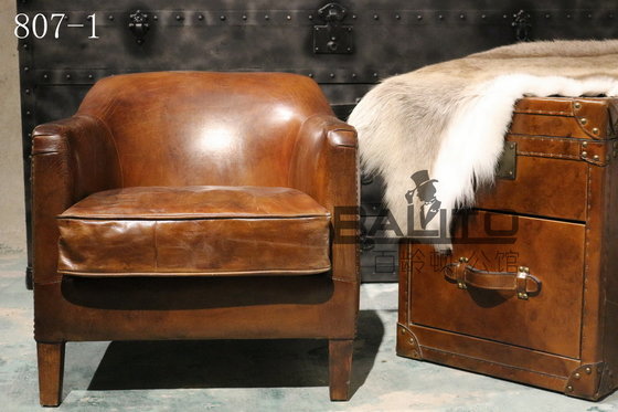 China luxury antique 1 seater leather sofa furniture supplier