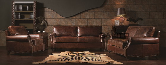 China luxury Antique Europe style leather sofa set furniture supplier