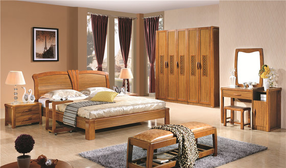China modern wooden bed room set furniture supplier