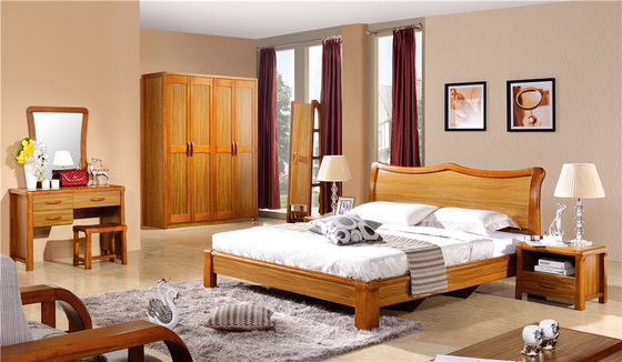 China modern wooden 1.8m bed room set furniture supplier