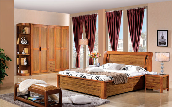 China modern wooden bed room furniture set supplier