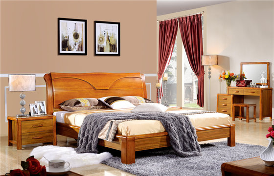 China modern Zingana wood double bed room set furniture supplier