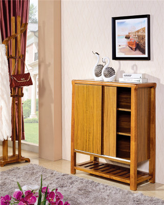 China modern Zingana wooden shoe rack cabinet furniture supplier