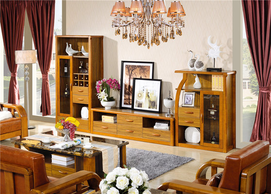 China modern Zingana solid wood comibined cabinet TV stand furniture supplier
