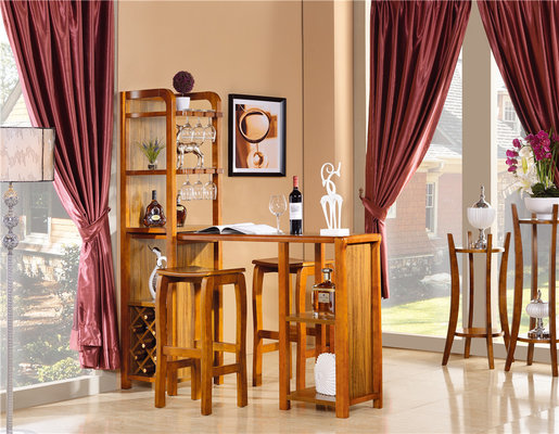 China modern Zingana solid wood bar furniture set wine rack cabinet supplier