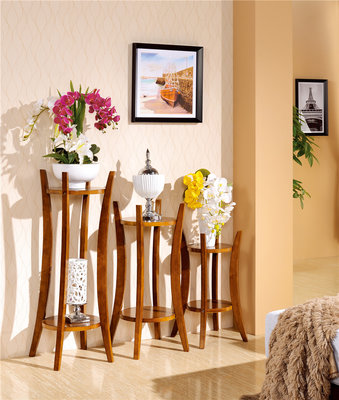 China modern Zingana solid wood flower stand supplier