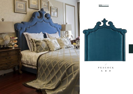 China modern America style fabric peacock bed supplier