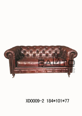China Luxury antique two seater leather sofa furniture/rectangle 2 seat antique leather sofa supplier