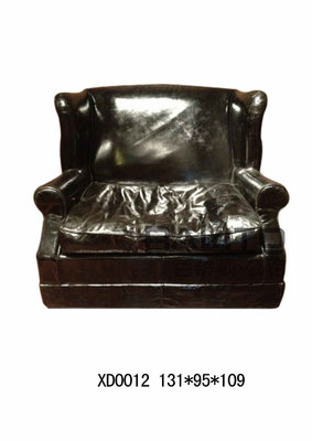 China Luxury antique two seater leather sofa/rectangle two seats antique leather sofa supplier