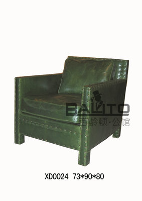 China green classical antique single leather sofa/classic single leather sofa furniture supplier