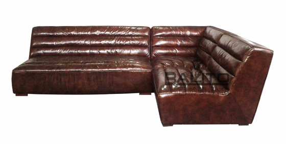 China classical America style antique leather sectional sofa supplier