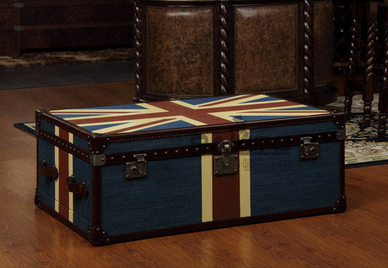 China classical old style antique canvas fabric UK flag rectangle case furniture supplier