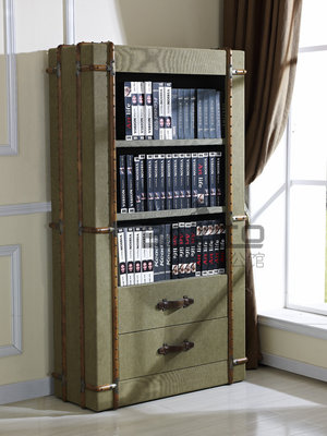 China classical old style antique green canvas fabric bookcase furniture supplier