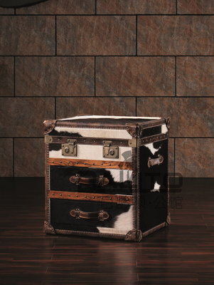 China classical antique cows color leather drawers case furniture supplier