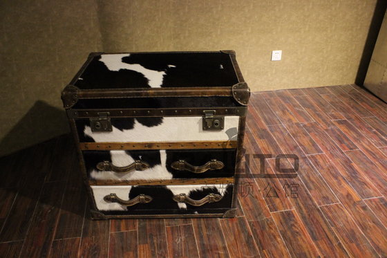 China classical antique cow color leather household case furniture supplier