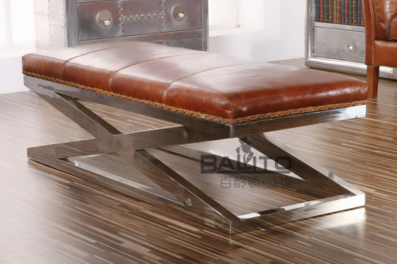 China antique old style leather ottoman classic club furniture supplier