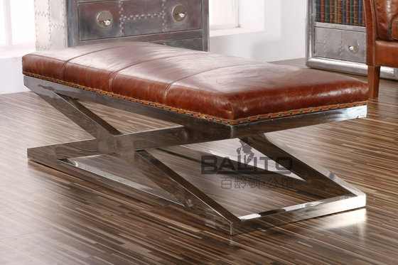 China classical old style leather ottoman club furniture supplier