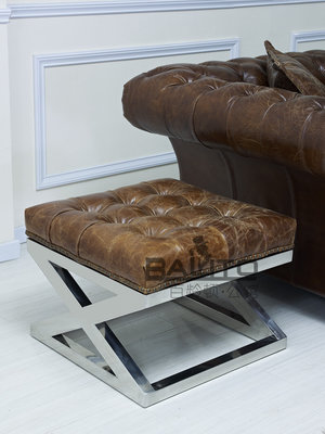 China classical old style antique leather stool club furniture supplier