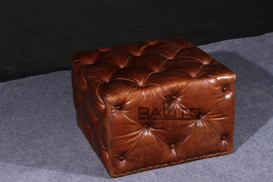 China classical old style antique club leather stool furniture supplier