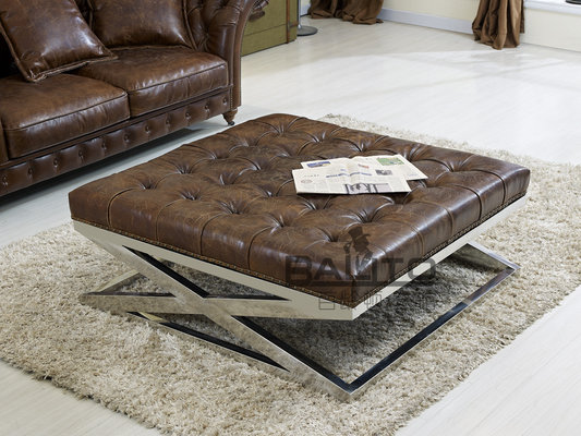 China classical luxury leather ottoman club furniture supplier