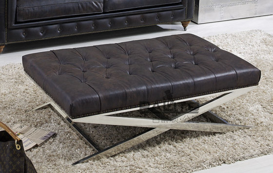 China classical luxury leather ottoman furniture supplier