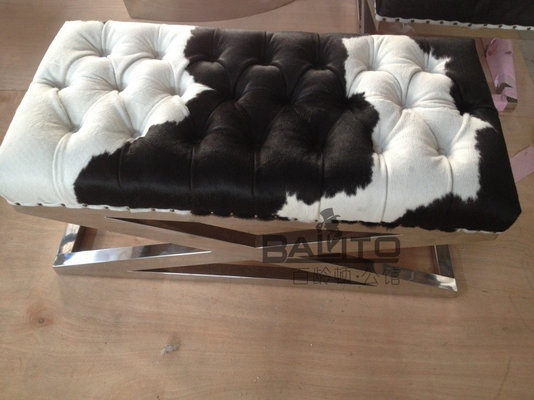 China classical luxury cows leather color ottoman furniture supplier