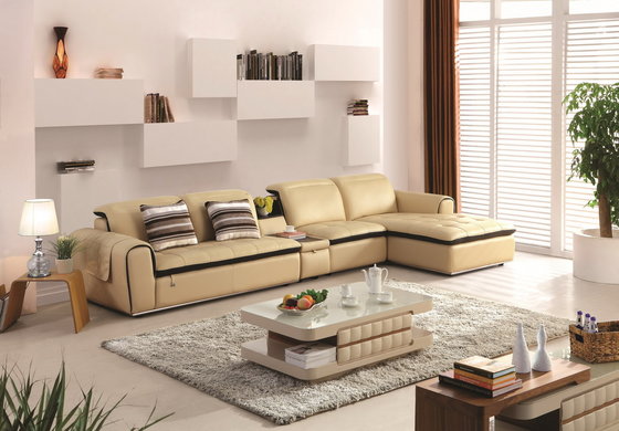 China modern living room cow leather corner sofa furniture supplier