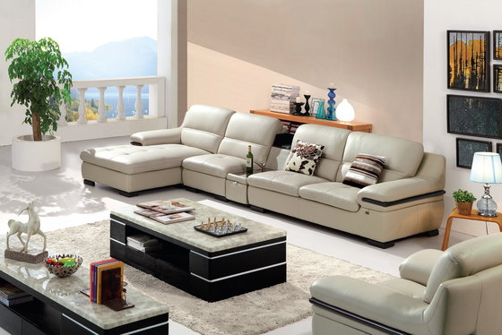 China living room modern corner leather sofa furniture supplier