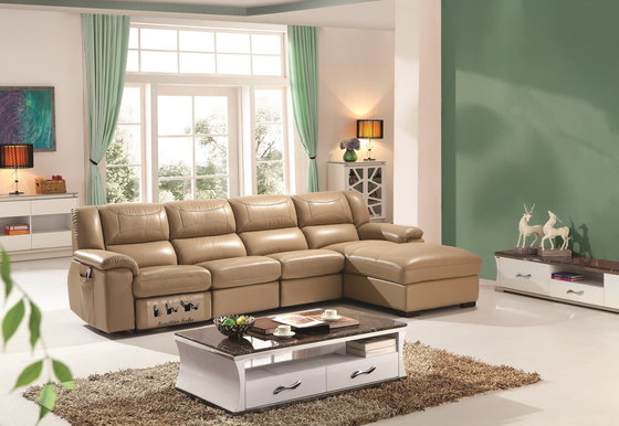 China sectional genuine leather home corner sofa with one unit recliner supplier