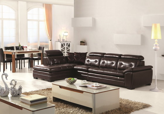 China modern genuine leather home sectional corner sofa furniture supplier