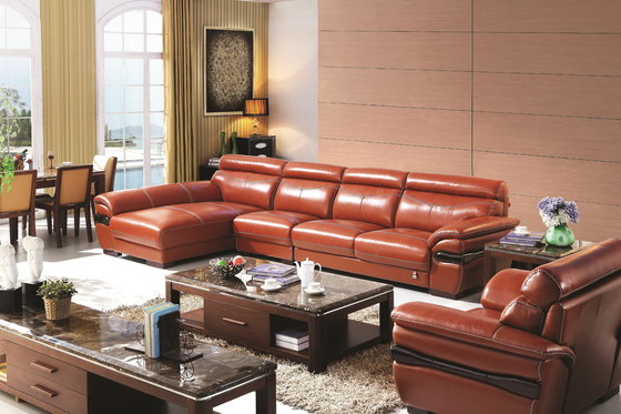 China Contemporary home genuine leather sectional corner sofa furniture supplier