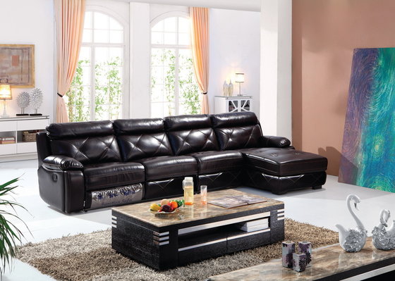 China home leather corner sofa furniture with 1 unit recliner Foshan factory supplier