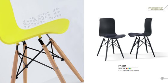 China contemporary plastic dining chair with wood leg supplier