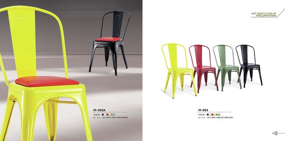 China outdoor metal Marais cushion chair/steel cafe chair furniture supplier