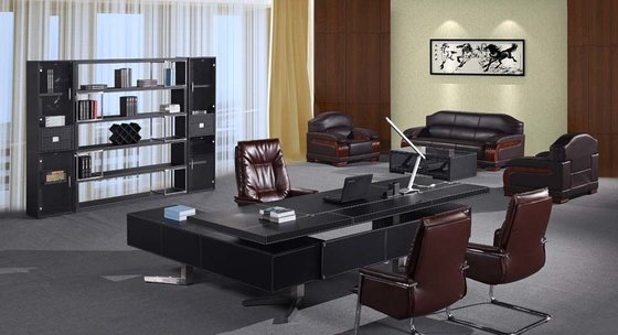 China luxury 2.8m office leather executive table/office leather boss table supplier