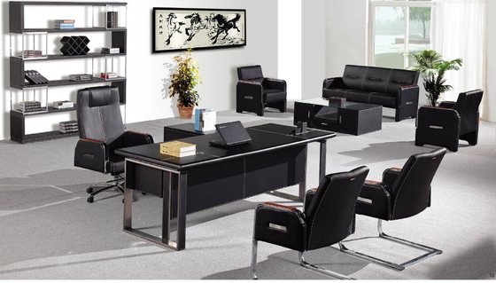 China modern office leather manager table/leather office manager desk furniture supplier