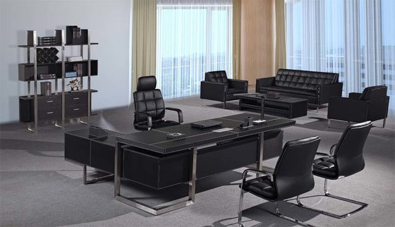 China modern office manager leather table/office manager leather desk furniture supplier