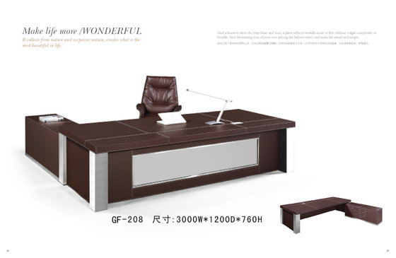 China luxury leather office boss table furniture/luxury leather office boss desk furniture supplier