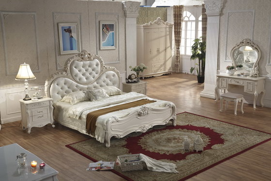 China luxury French style cream color bed room set furniture supplier
