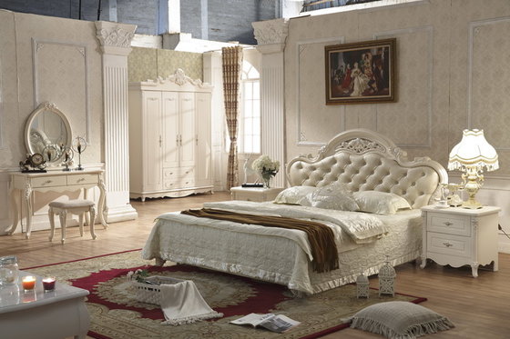 China luxury cream French style bed room set furniture supplier