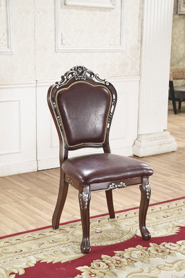 China luxury dark color French style wood dining chair furniture supplier