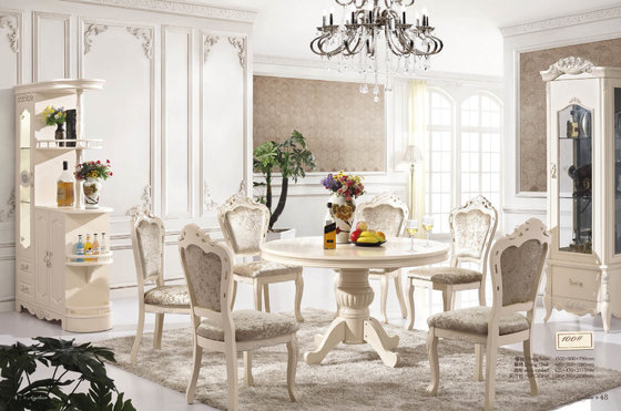 China modern solid wood white round dining table furniture supplier