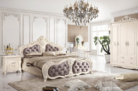 China luxury cream French style solid wood bed room furniture set supplier