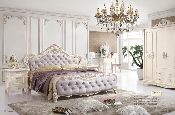 China luxury cream French style solid wood bed room set supplier